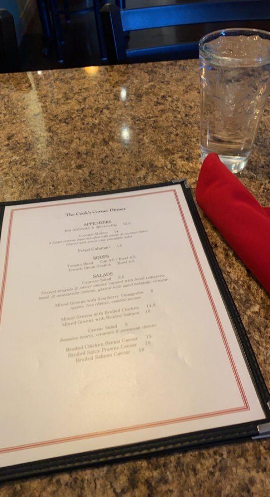 Menu at The Cook's Corner Diner restaurant, Wenatchee
