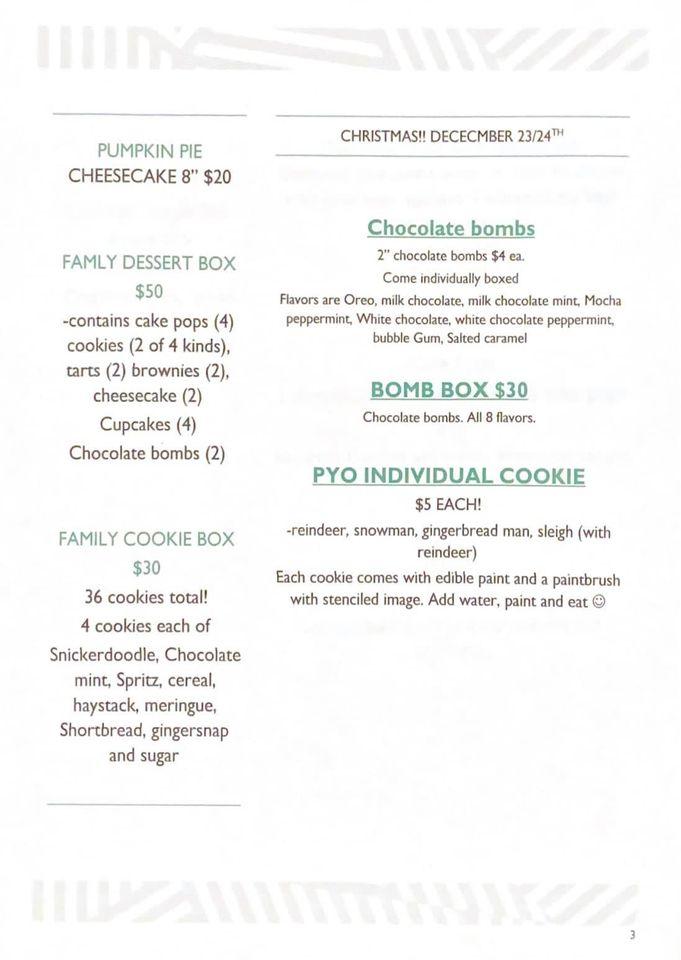 Menu at Triple L Cakes desserts, Edmonton