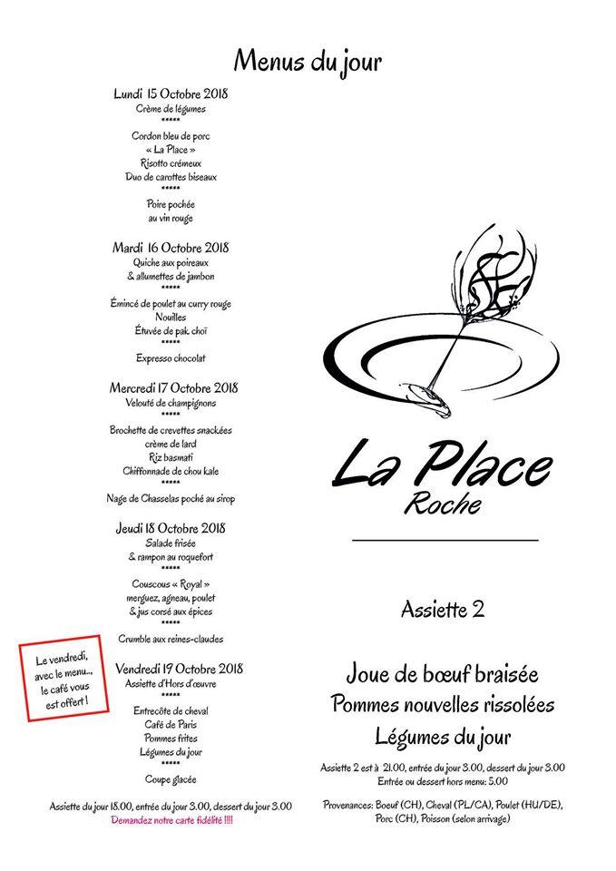 Speisekarte von Café de la Place Roche Sàrl, Roche VD