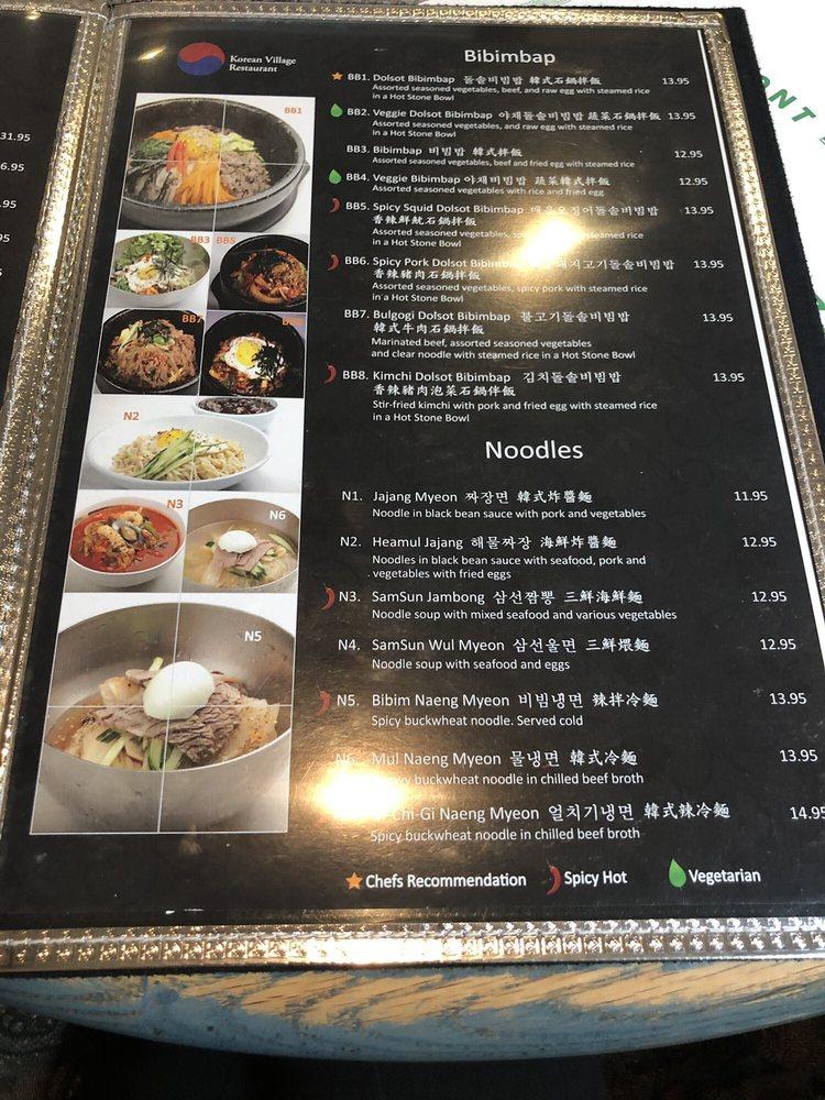 Menu at Korean Village Restaurant, Calgary