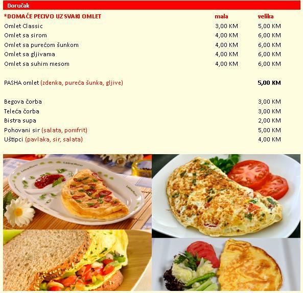 Menu at Pasha restaurant, Sarajevo