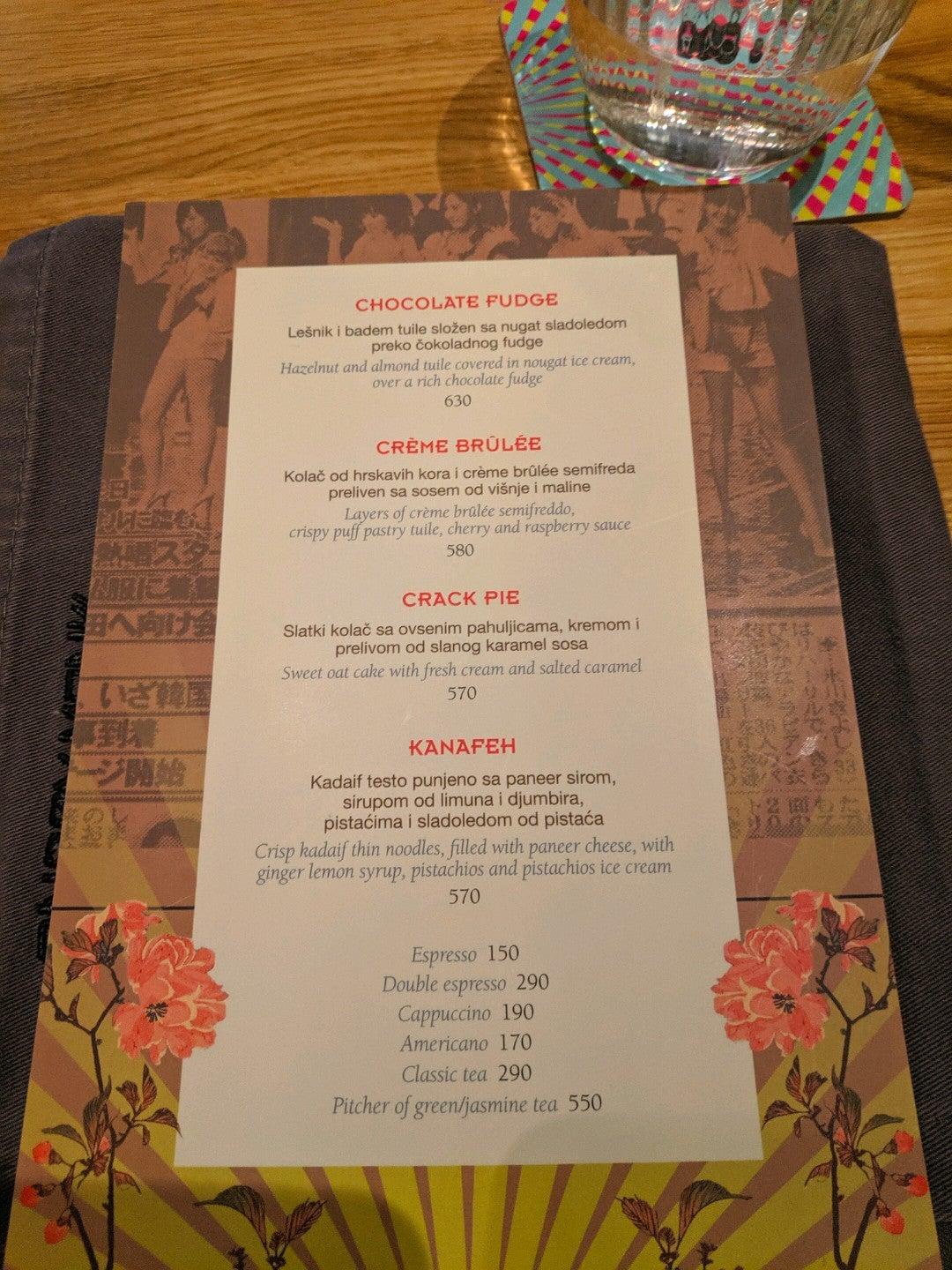 Speisekarte von Angry Monk restaurant, Belgrad