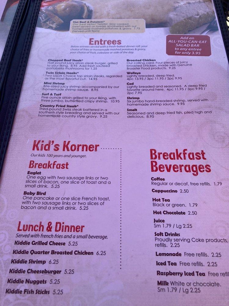 Menu at Eagle Inn - Sauk Prairie restaurant, Prairie du Sac