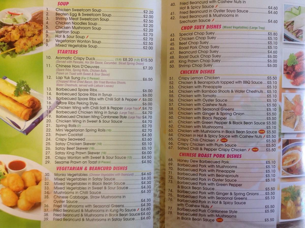Menu at Eastern Star fast food, Coventry