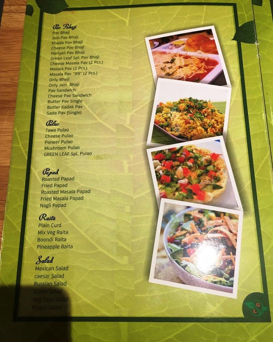 Menu at Green Leaf Veg Restaurant, Thane, Balawant Niwas