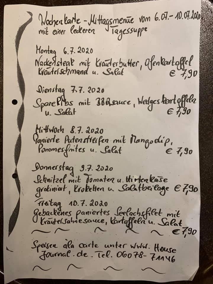 Speisekarte von House Journal cafe, Groß-Umstadt