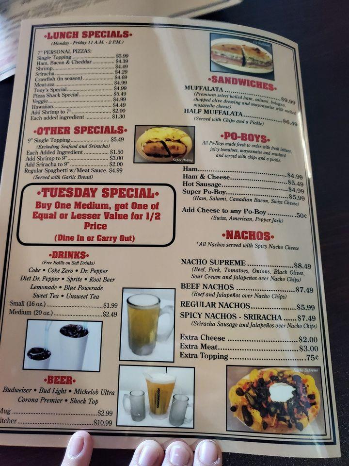 Menu at Pizza Shack Inc pizzeria, Opelousas