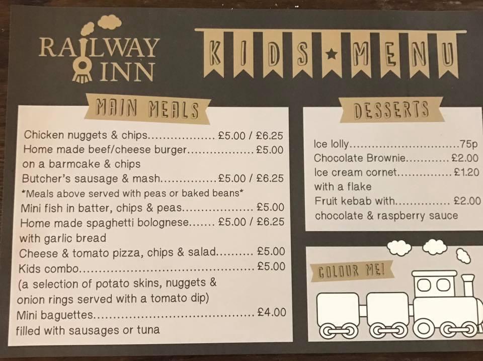 Menu at Railway Inn pub & bar, Knutsford, 2 Station Rd
