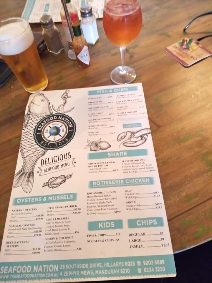 Menu at Seafood Nation Hillarys restaurant, Hillarys