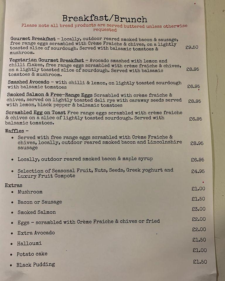 Menu at TOAST Cafe & Deli, Nottingham