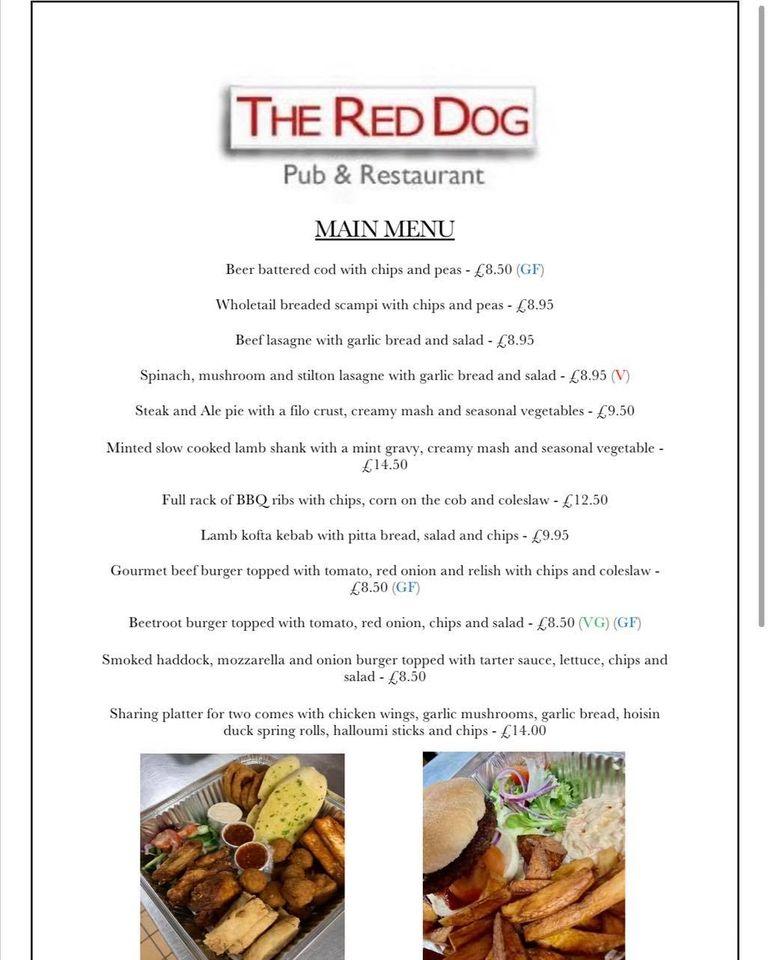 Menu at The Red Dog pub & bar, Rochester