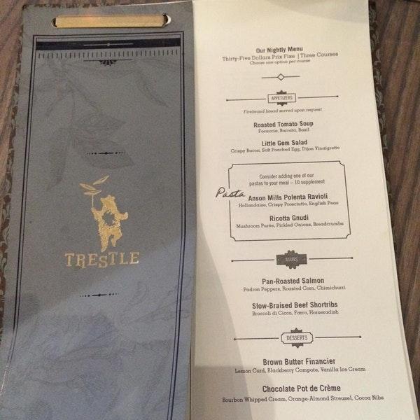 Menu at Trestle Restaurant, San Francisco