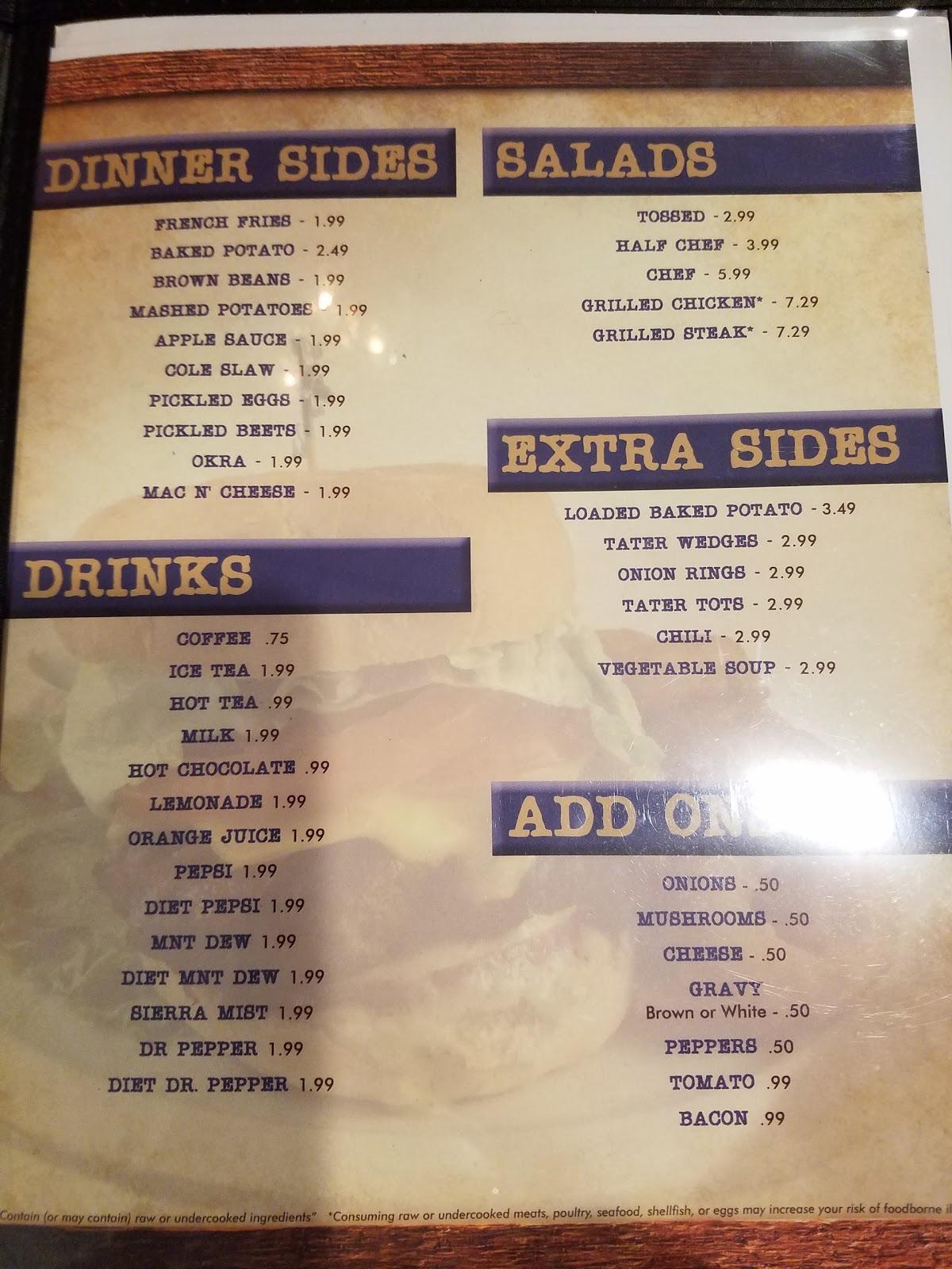 Menu at Down Home Restaurant, Rutledge, Rutledge Pike
