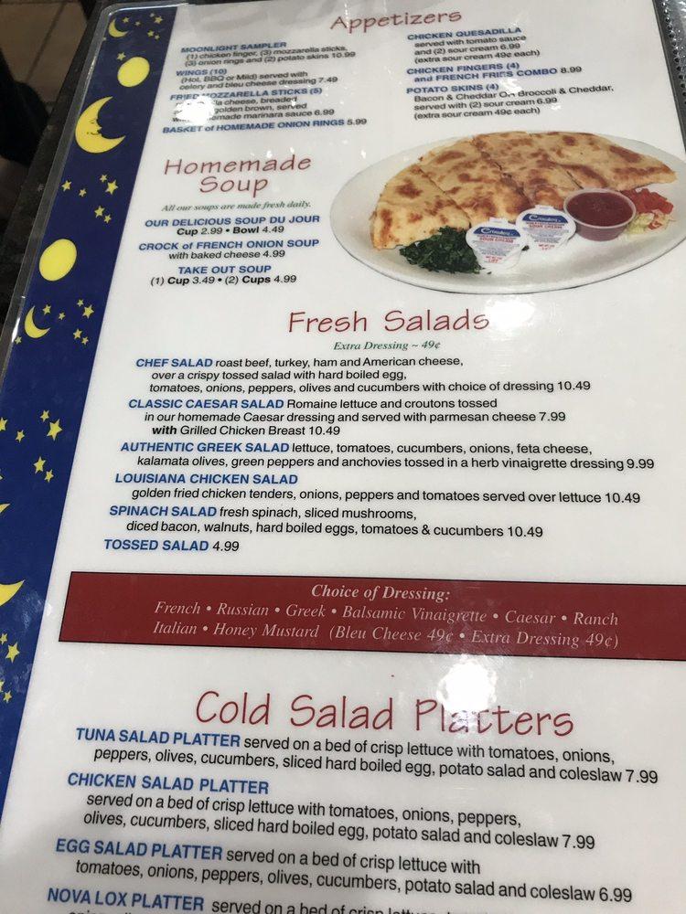 Menu at Moonlight Diner restaurant, Glenside