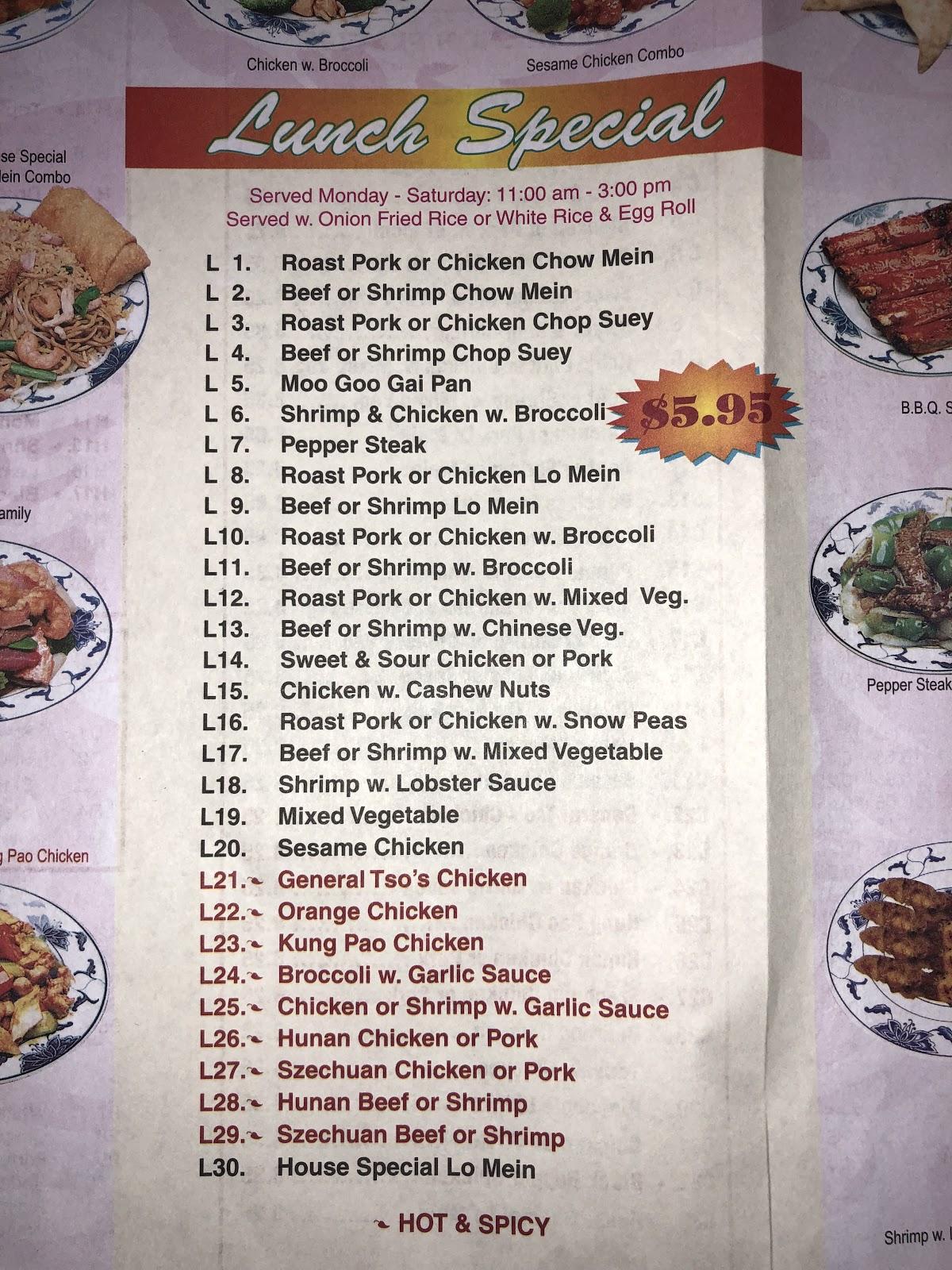 Menu at China Town Restaurant, Piedmont