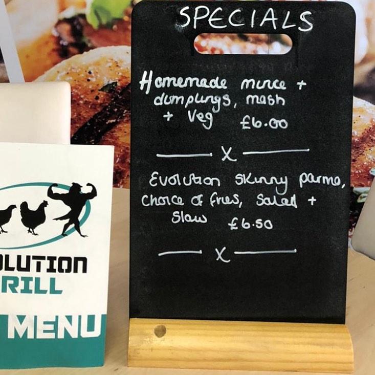 Menu at Evolution Grill cafe, Billingham