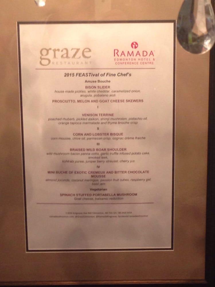 Menu at Graze Restaurant, Edmonton