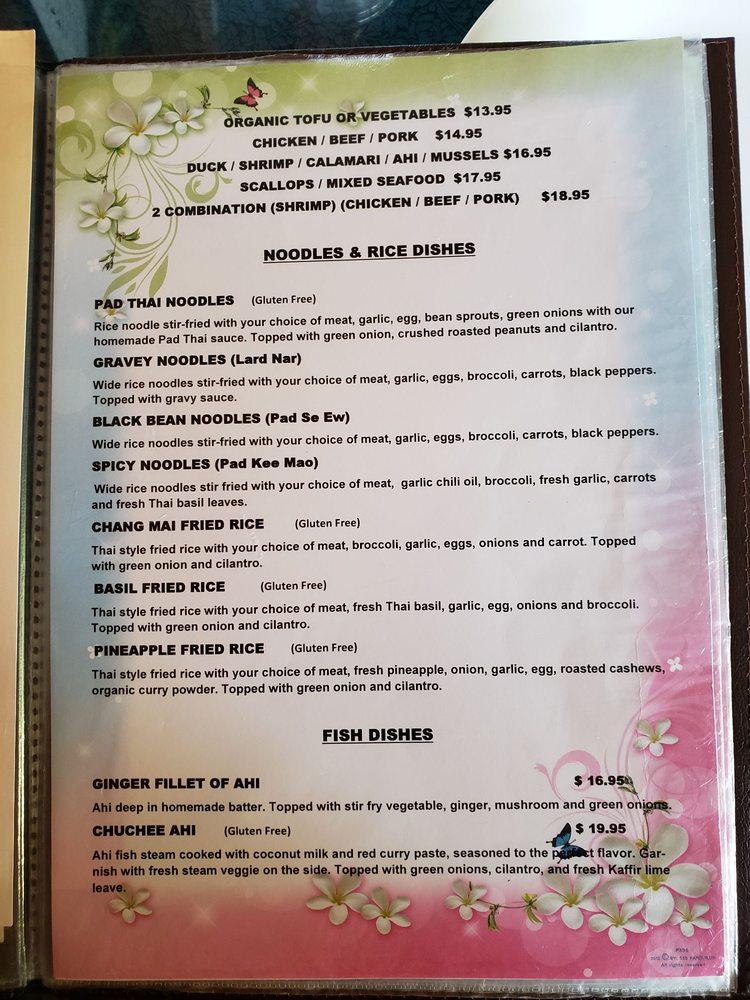 Menu at New Chiang Mai Thai Cuisine restaurant, Hilo