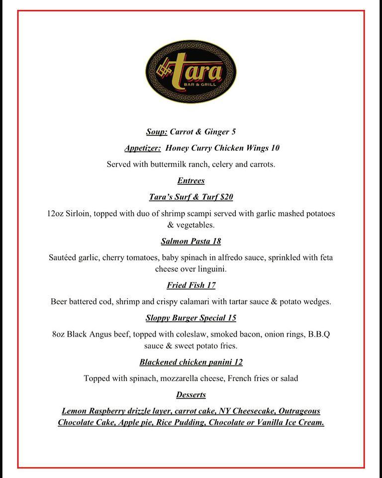 Menu at Tara Bar & Grill, Yonkers