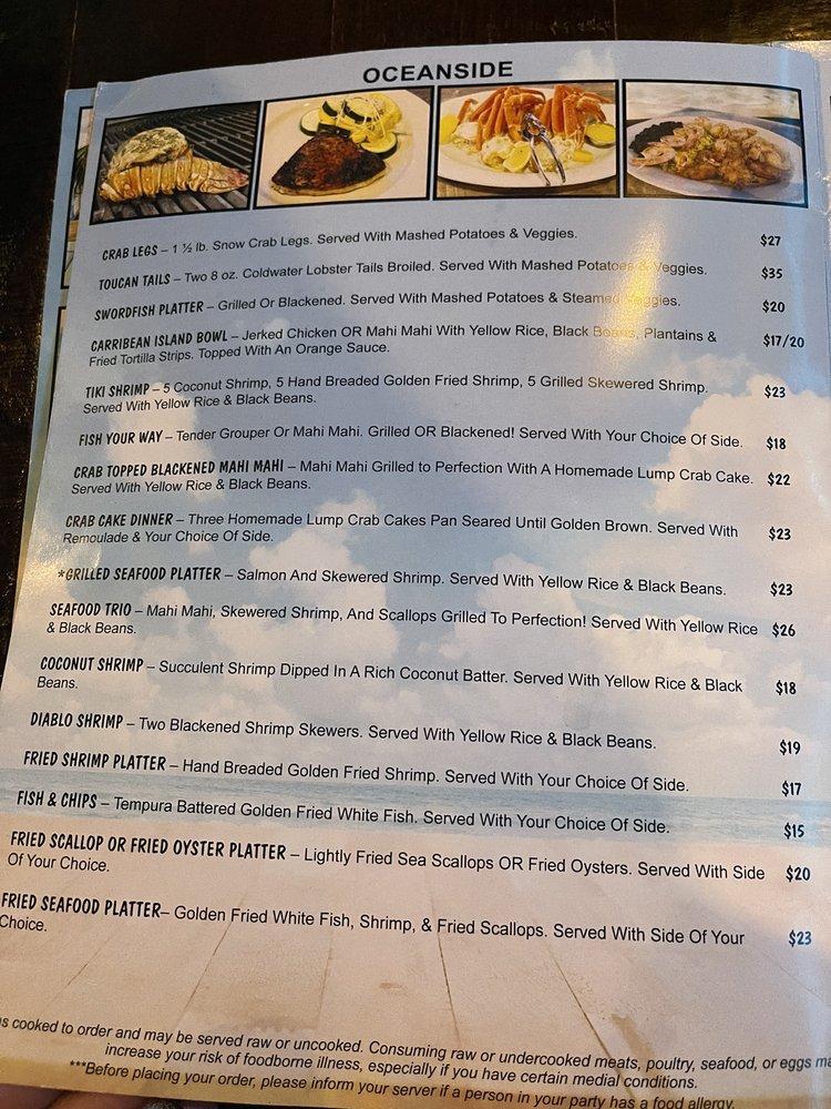 Menu at Toucan's Lakefront pub & bar, Mooresville