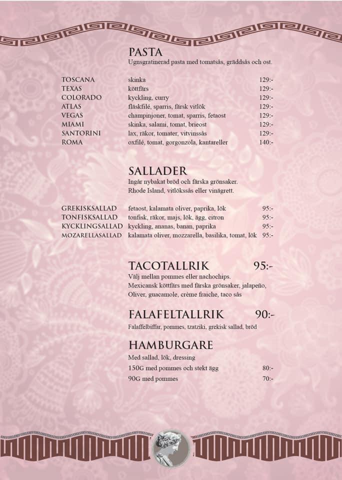 Menu at Afrodite Restaurang restaurant, Arvidsjaur