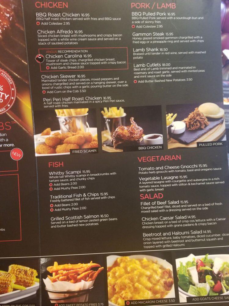 Menu at Angus Steakhouse Leicester Square, London, 20 Cranbourn St
