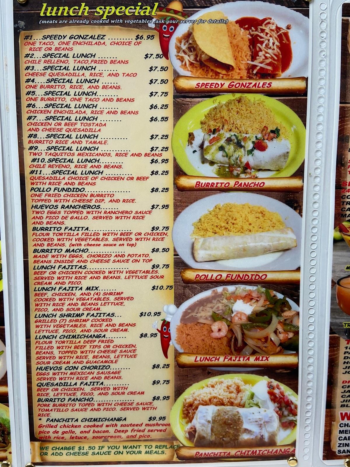Menu at La Fiesta Charra restaurant, Le Mars