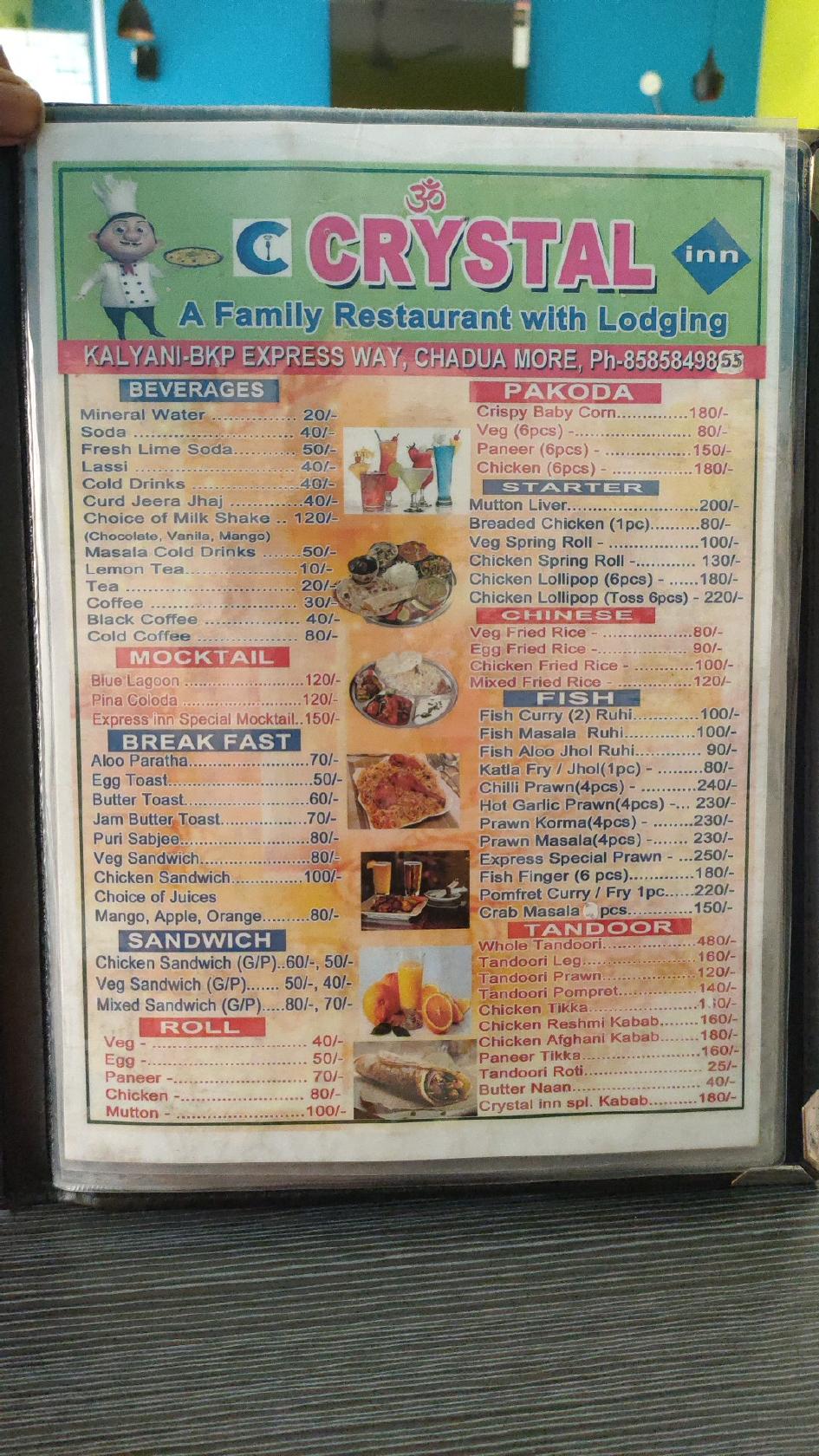 Menu at CRYSTAL INN - A Family Restaurant with Lodging, Kanchrapara