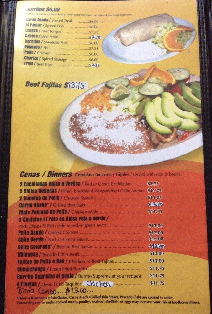 Menu at El Pato Feliz Jr restaurant, Portland, SE 92nd Ave