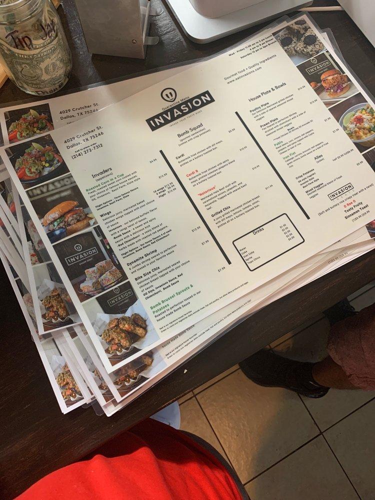 Menu at INVASION restaurant, Dallas