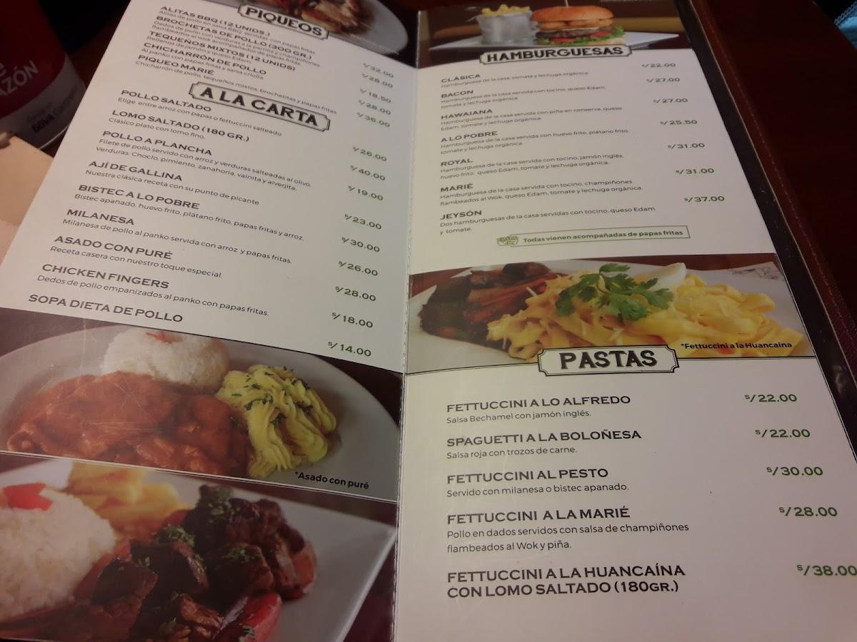 Menu at Marié Restaurante, San Borja, Av. de las Artes Nte. 1028