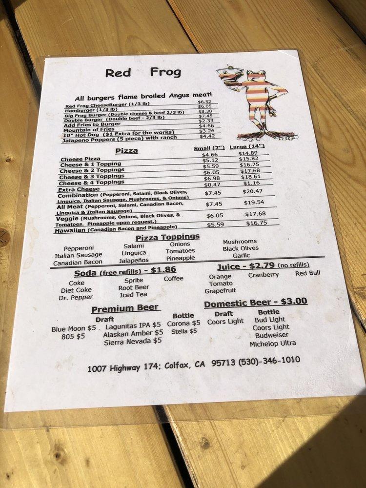 Menu at Red Frog pub & bar, Colfax