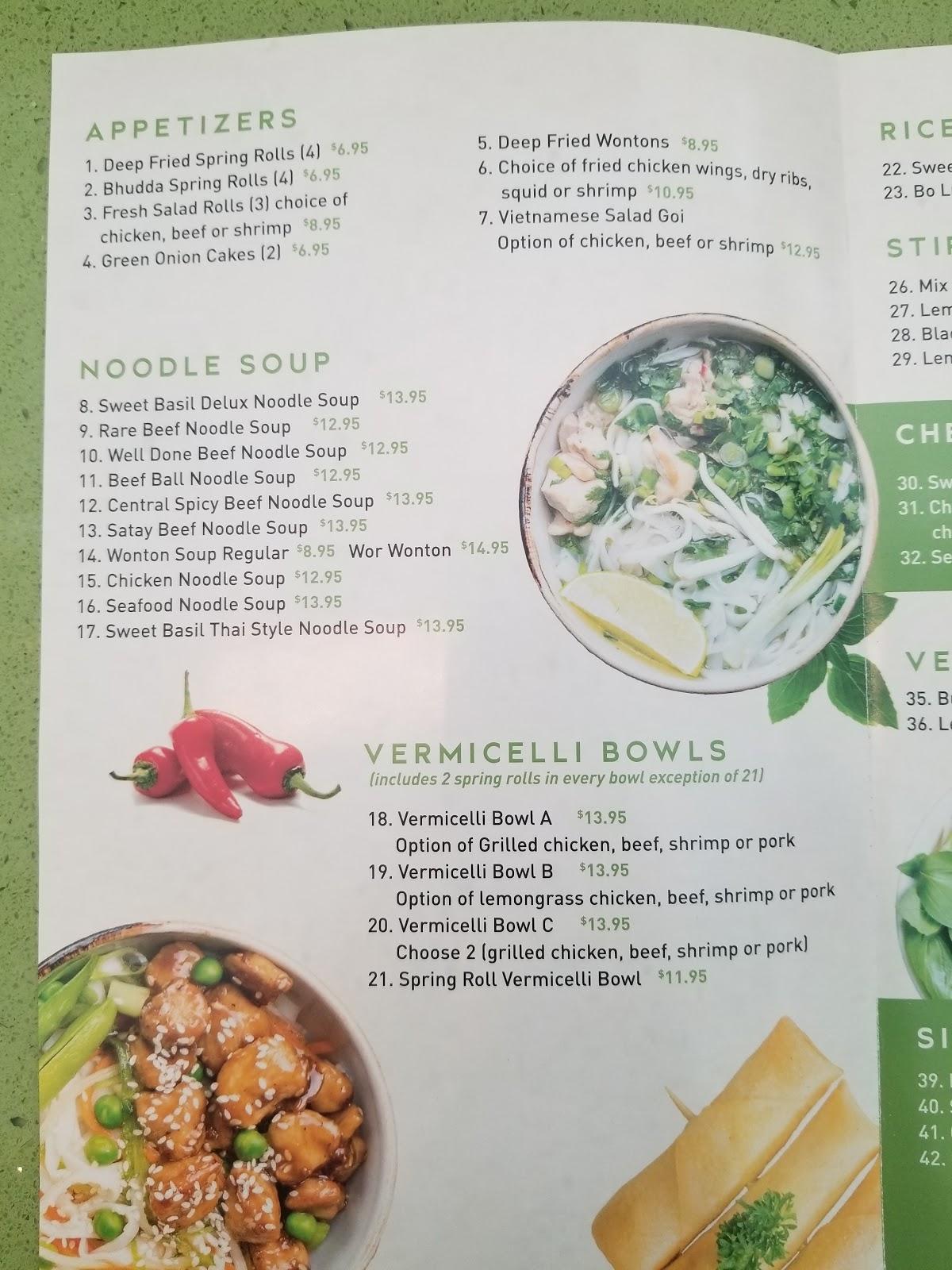 Carta del restaurante Sweet Basil Vietnamese Kitchen, Edmonton