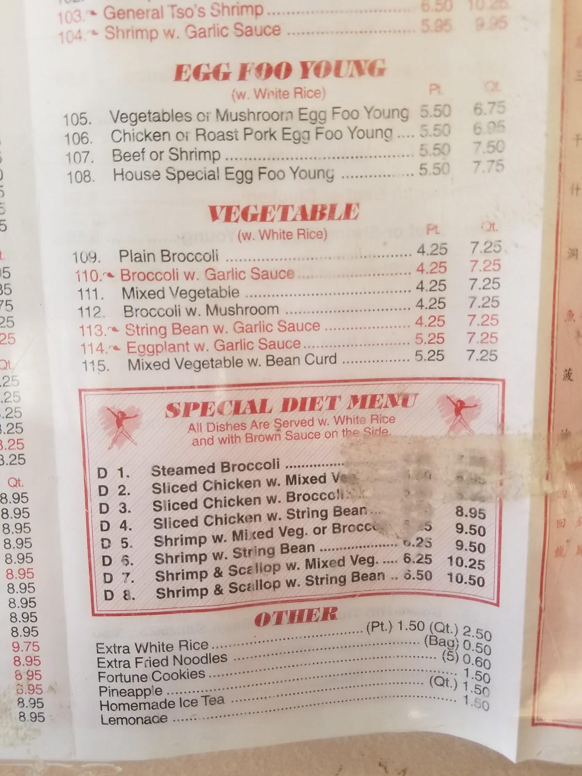 Menu at Yuk Ping Kitchen restaurant, East Orange