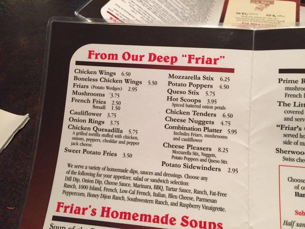 Menu at Friar Tuck's pub & bar, Oshkosh