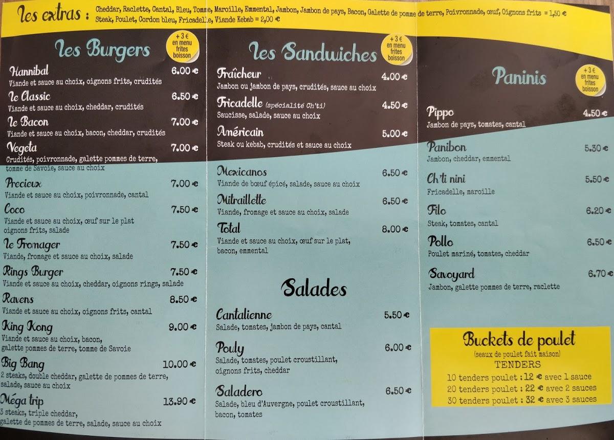 Menu at La Baracca Frites La Ponétie, Aurillac, 109 Av. du Général Leclerc