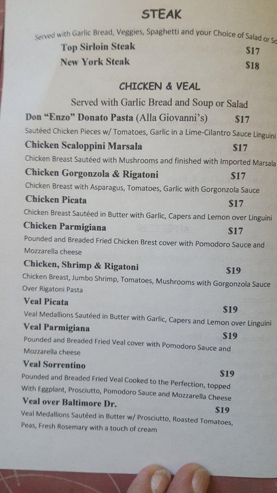 Menu at Little Roma Restaurant, La Mesa, Baltimore Dr #104