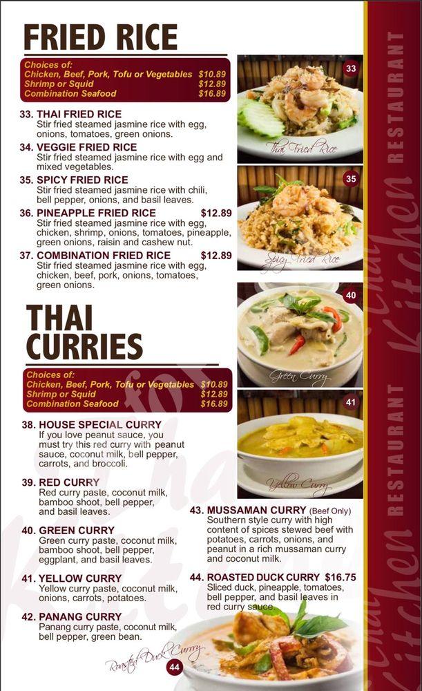 Menu at Thai Kitchen Restaurant, Pocatello