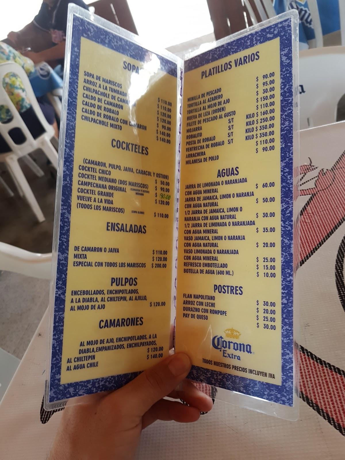 Menu at Bull Pen restaurant, Paraíso