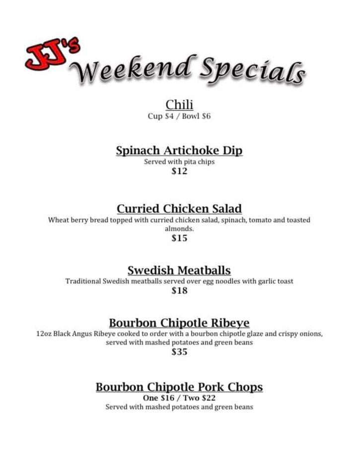 Menu at JJ's Restaurant & Sports Bar, Abingdon