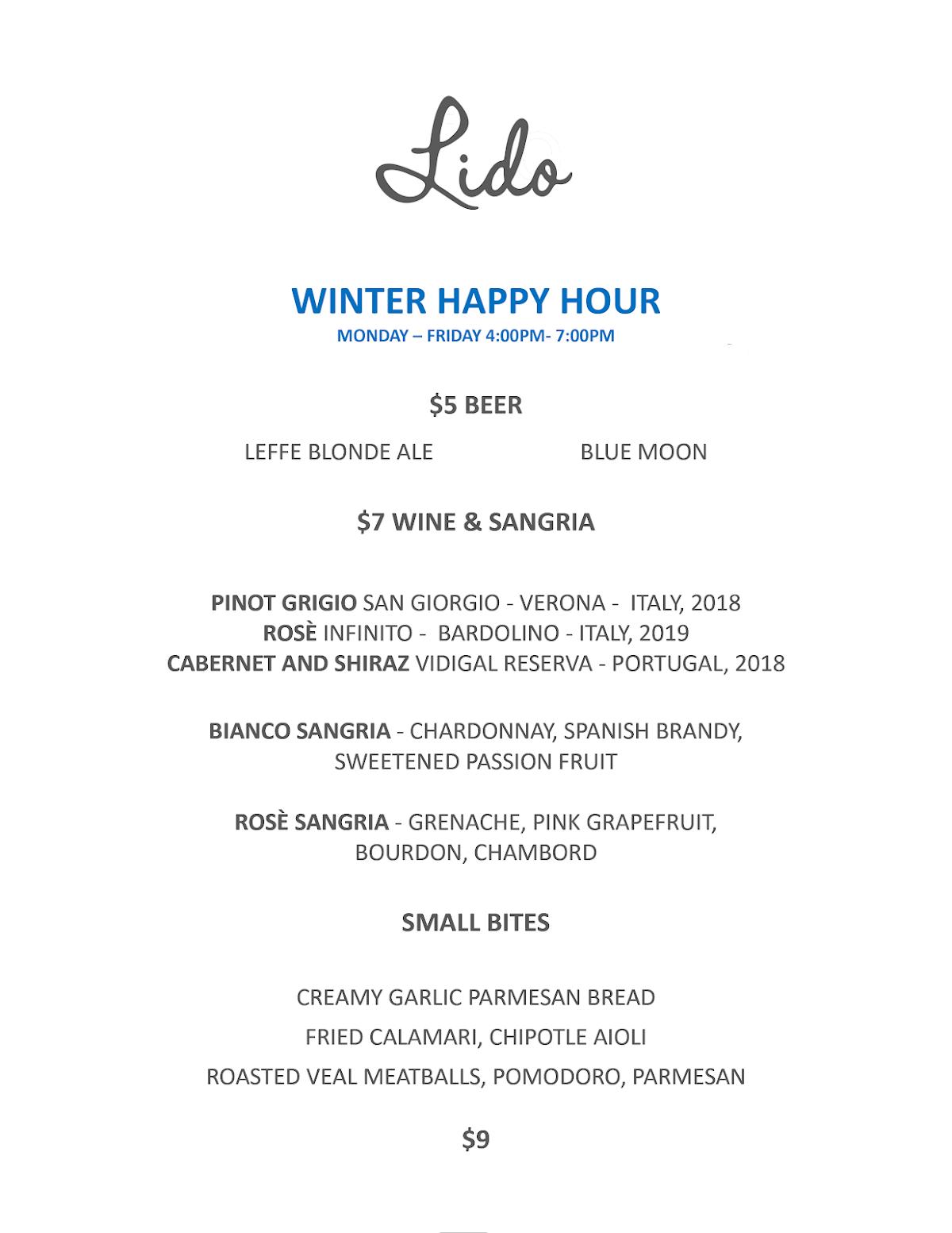 Menu at Lido pub & bar, New York City, Frederick Douglass Blvd