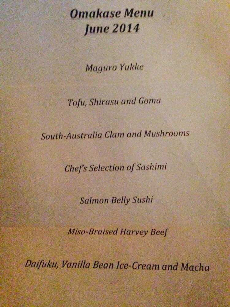 Menu at MARUMO restaurant, Nedlands