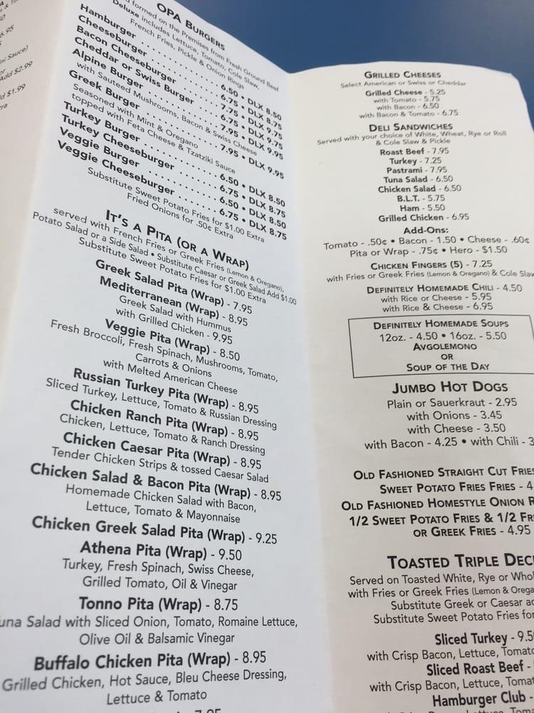 Menu at Opa Breakfast & Sandwich Shop restaurant, New City