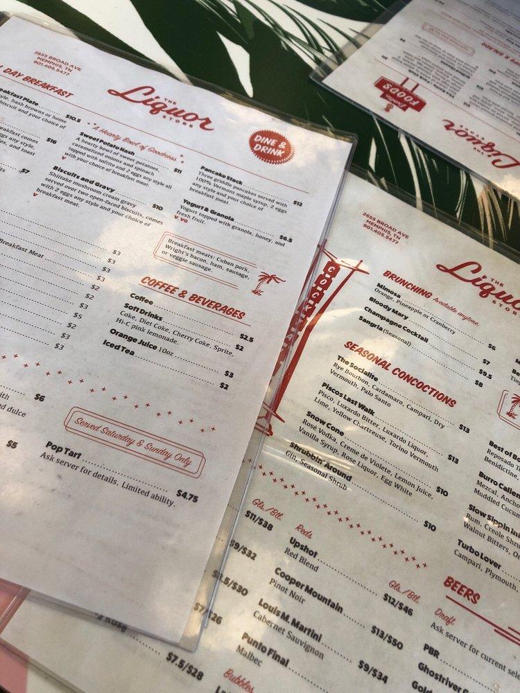 Menu at The Liquor Store Diner cafe, Memphis