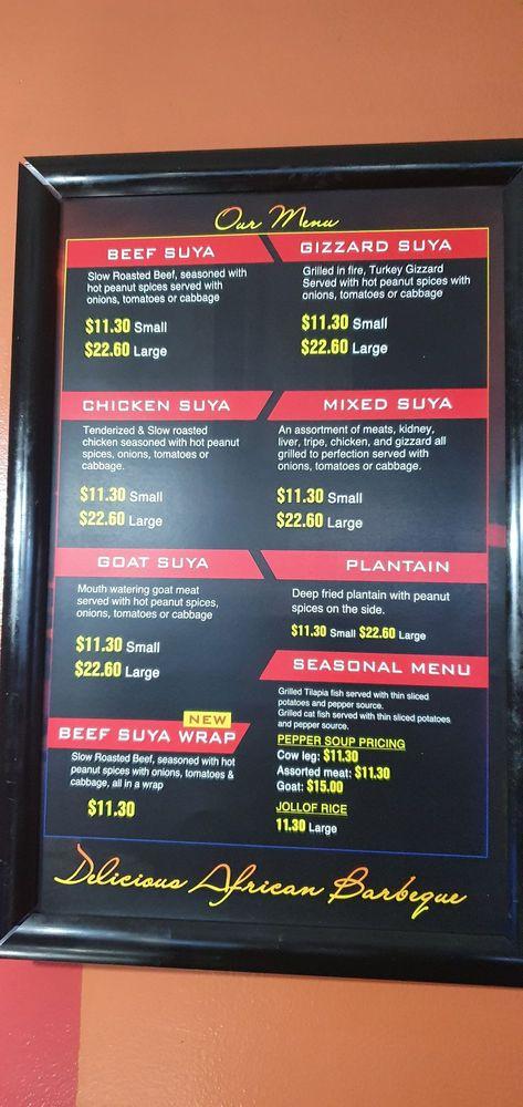 Menu at The Suya Spot restaurant, Toronto, 12 Bradstock Rd #10