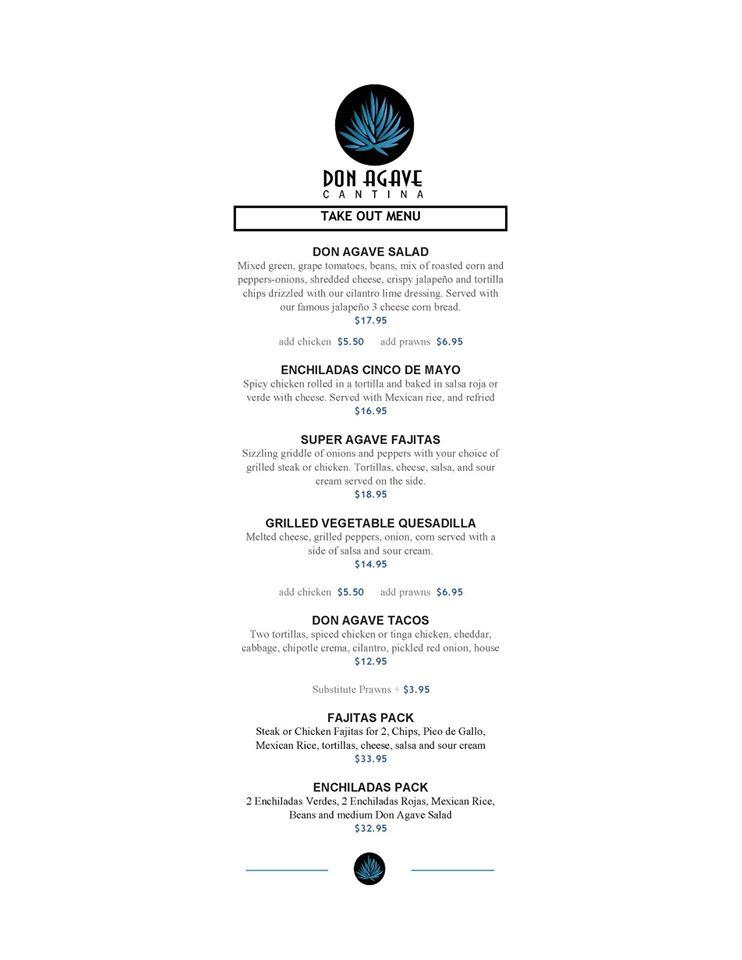 Menu au Don Agave Cantina restaurant, Radium Hot Springs