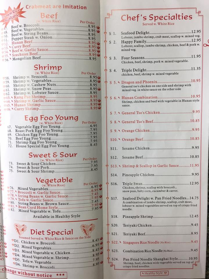 Menu at Double Dragon restaurant, Rio Rancho