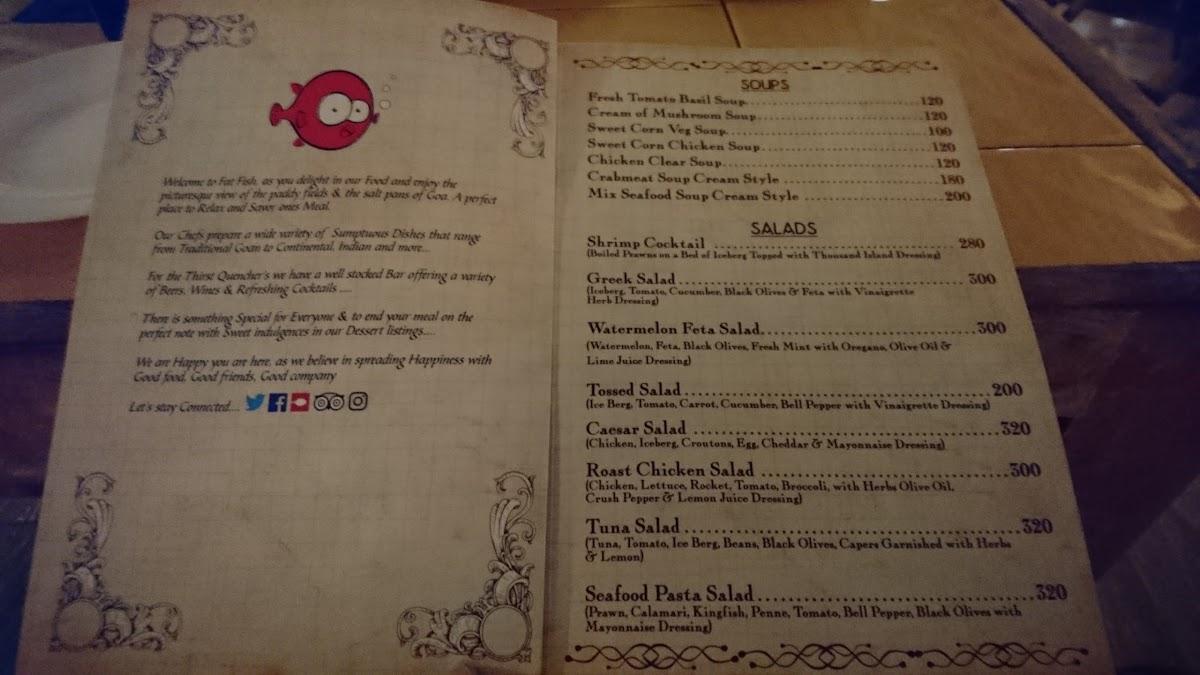 Menu at Fat Fish, Arpora, Calangute - Arpora Rd
