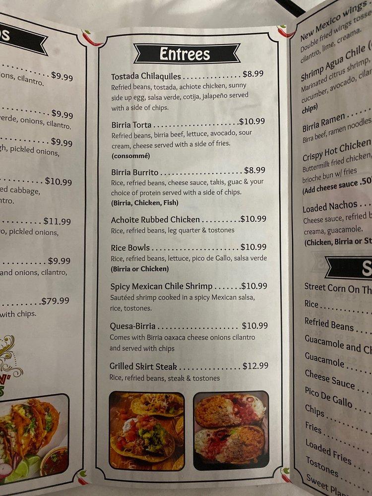 Menu at Talkin' Tacos Miramar restaurant, Miramar