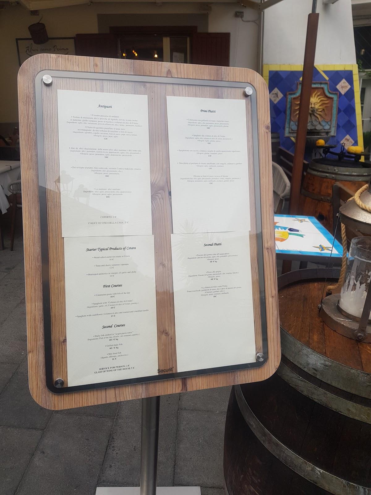 Menu at Alici come Prima restaurant, Cetara